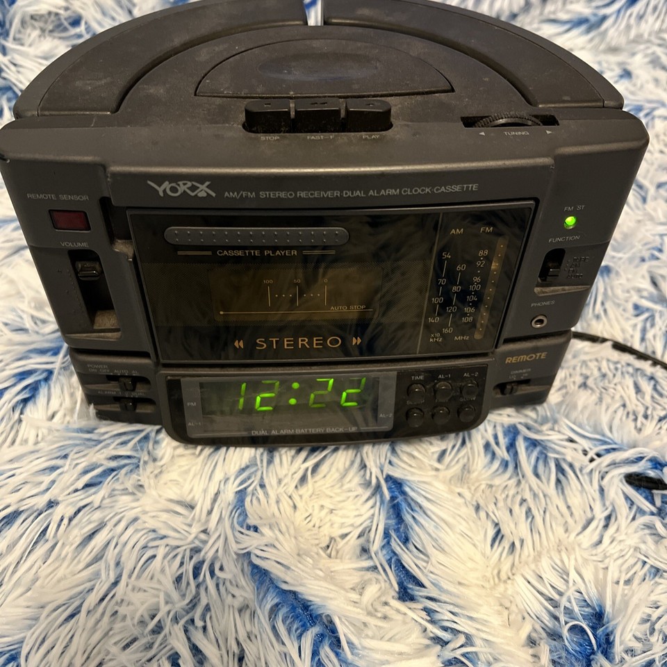 Yorx AM FM Stereo Cassette Receiver Radio Alarm Model 1850 w/ Fold-Out ...