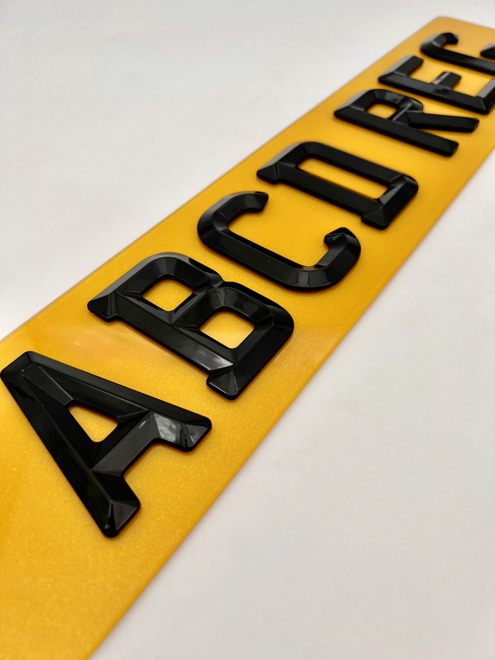 4d Bevelled Retro Diamond Number Plates Black Laser Acrylic Raised Road ...