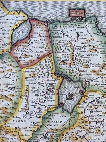 Old Tudor Poster map Ulster, Ireland 1600s 15" x 12 Reprint Antique ...