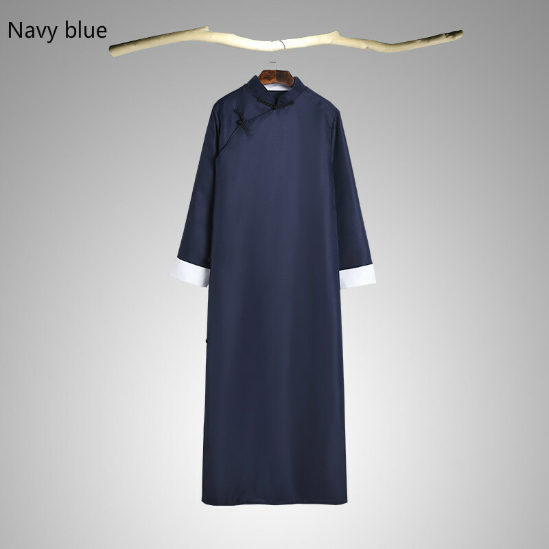 Men Chinese Traditional Robes Crosstalk Coat Tang Suit Kung Fu Tai Chi ...