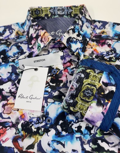 NWT Robert Graham THE ATLAS Watercolor Stretch Classic Fit L/S Shirt XL ...