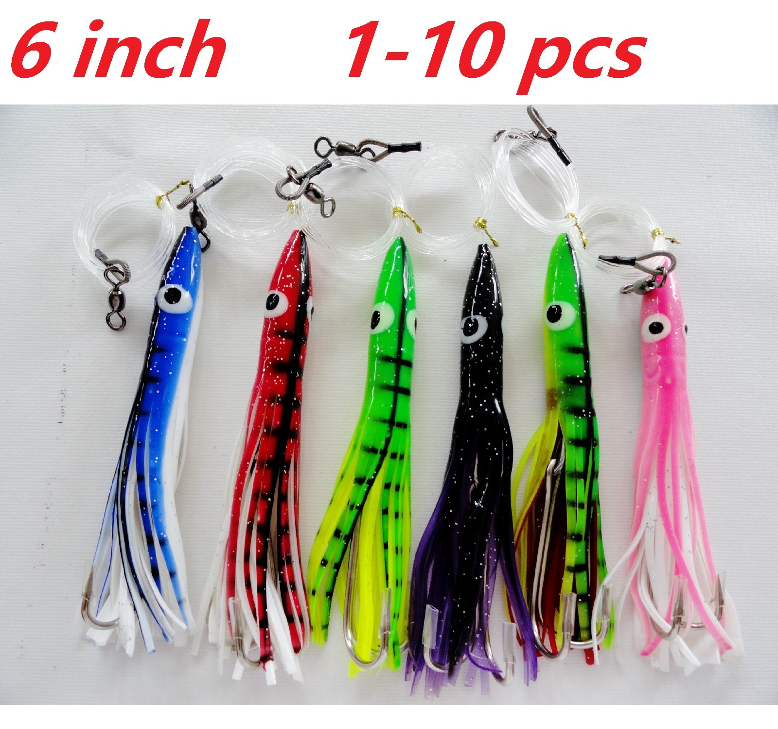 1 to 10 Pieces 6" Rigged tuna clone 2.5oz trolling Saltwater Fishing ...