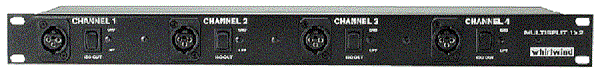 Whirlwind MLTSP1X2 4 channel XLR Microphone Splitter in one Rack Unit ...