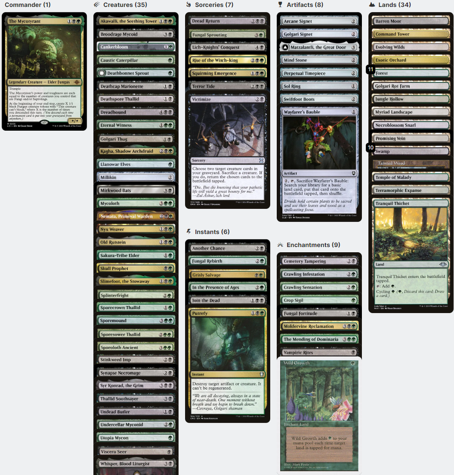 The Mycotyrant SAPROLINGS and FUNGUS DESCEND Magic MTG Custom Commander ...