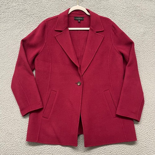 Talbots Jacket Womens 14 Merlot Red Wool Double Faced 1 Button Classic ...