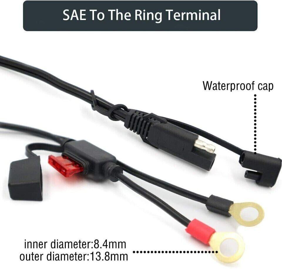 Motorcycle Battery Charger SAE to Ring Terminal Harness Car Charger ...