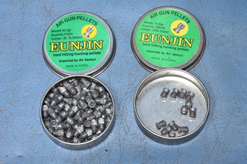 LOT- Eunjin .25 (6.35 mm) Caliber AIR GUN PELLETS 43.2gr 35.8gr Pointed ...