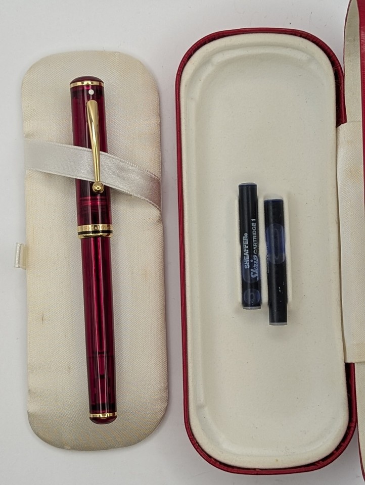 Sheaffer Levenger Connaisseur Red Fountain Pen 14k Gold Nib | eBay