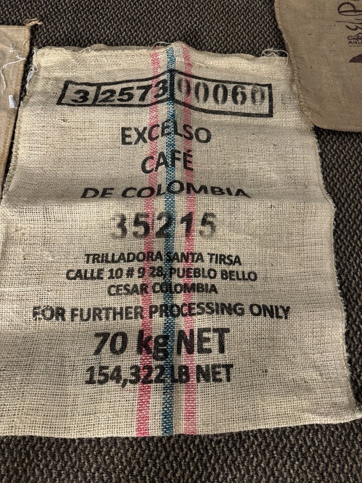 Assorted Burlap Jute Coffee Bean Bags Sacks-Lot Of (3) *See Pics ...