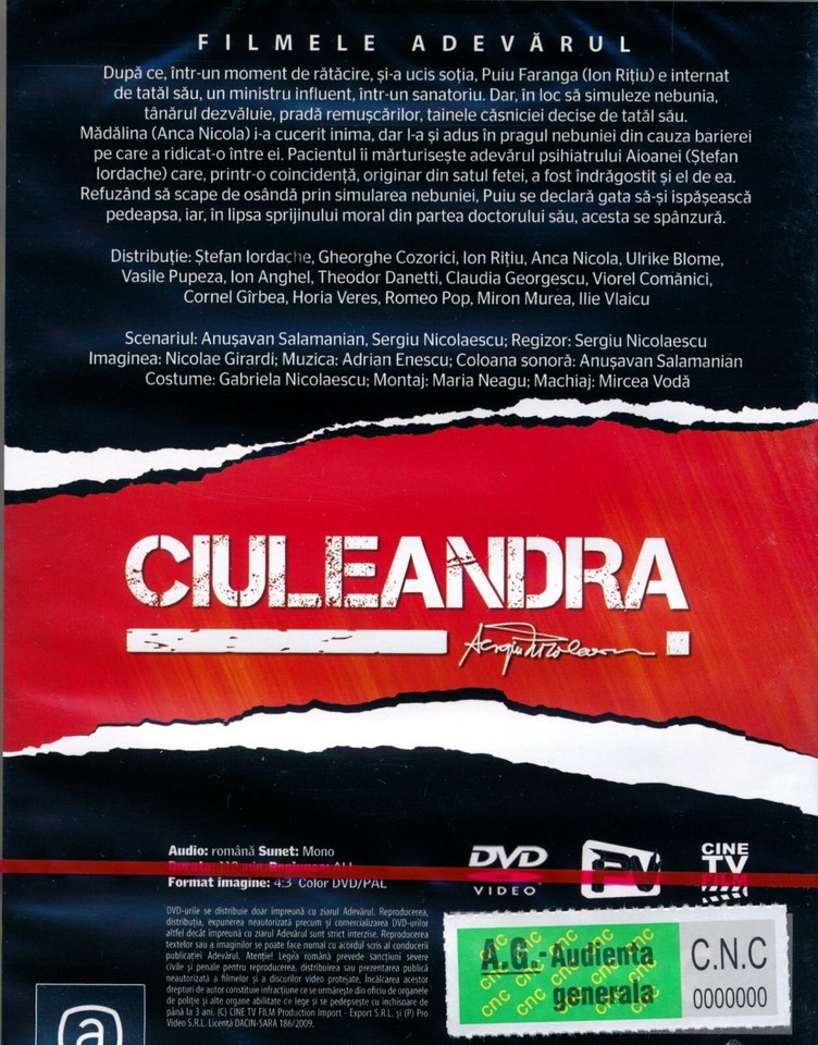 Romania Film Ciuleandra DVD Movie - Sergiu Nicolaescu | eBay