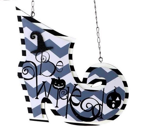 Witch Boot Be Wicked Halloween Vintage-Look Hanging Boardwalk Sign ...