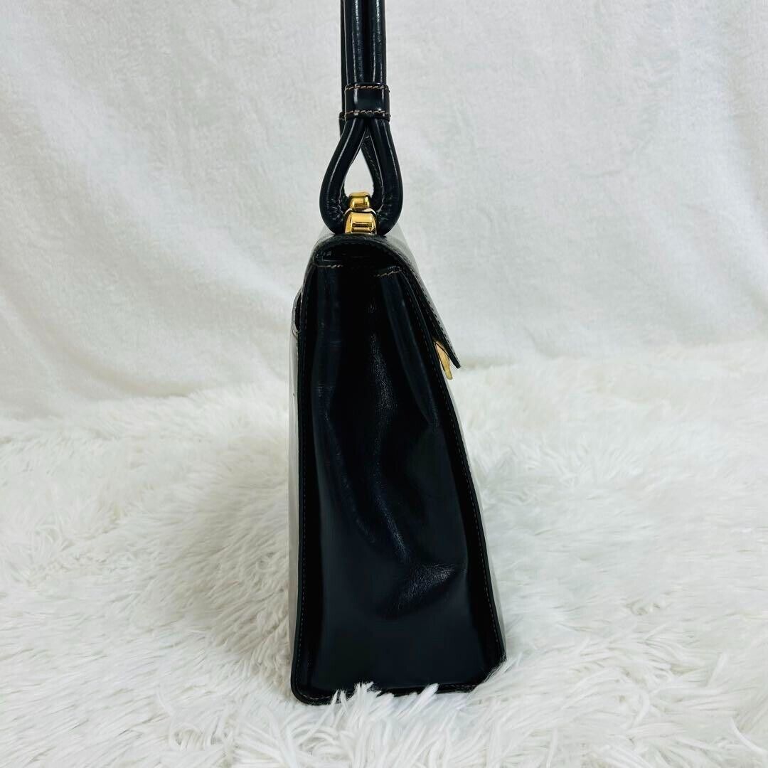 Vintage Loewe Leather Top Handle Handbag Shoulder Bag Black Vintage Loewe Leather Top Handle Handbag Shoulder Bag Black