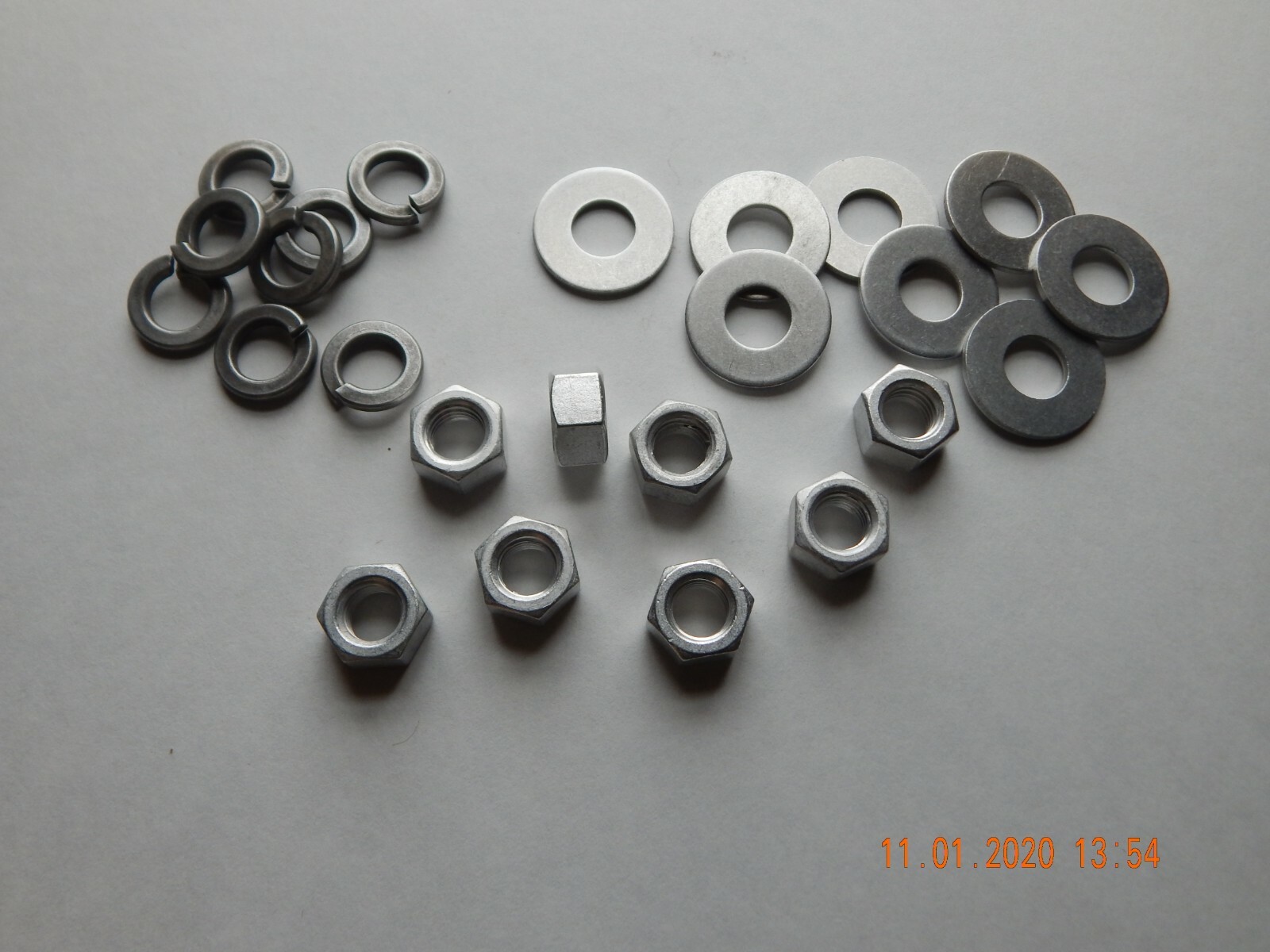 ALUMINUM 1/2-13 HEX NUTS, LOCK WASHERS & FLAT WASHERS 8 PCS. EACH. NEW ...