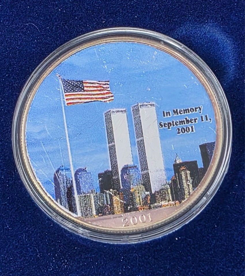 2001 American Silver Eagle (ASE) 9/11 Double Sided Colorized Coin 1 Oz ...
