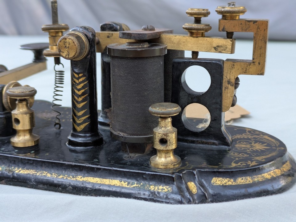 1870s L G Tillotson Private Line Telegraph Key Set Brass Iron Antique ...