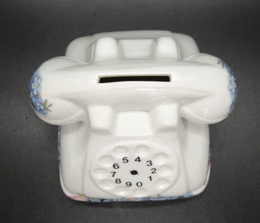 Vintage Reutter Porzellan West Germany Porcelain Rotary Phone Bank Blue ...