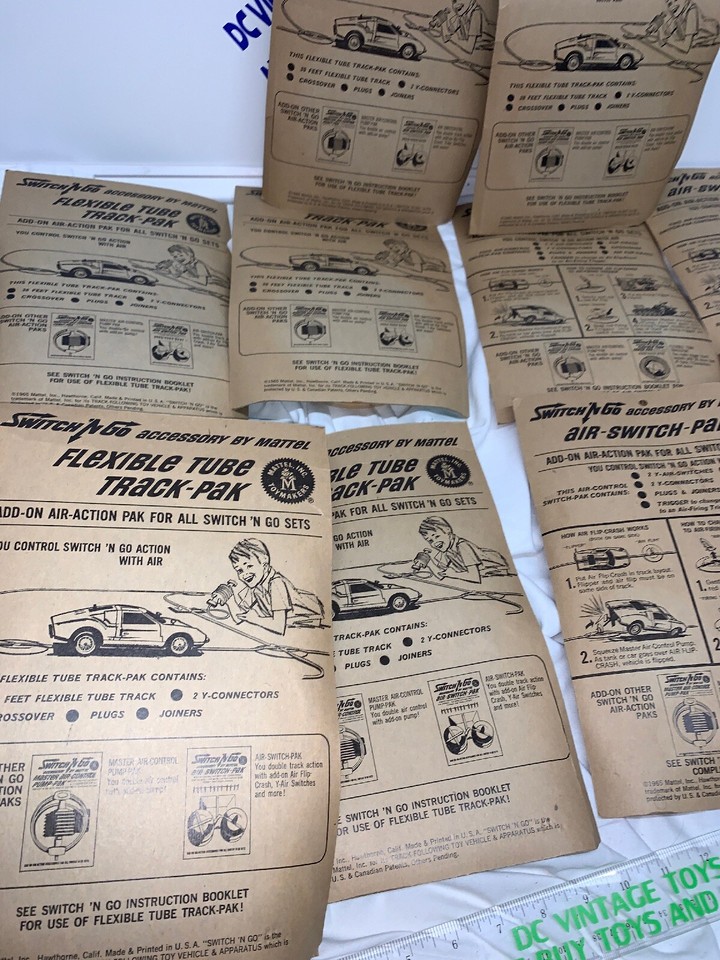 1965 MATTEL SWITCH-N-GO AIR-SWITCH-PAK & Flexible Tube Track-Pak LOST ...