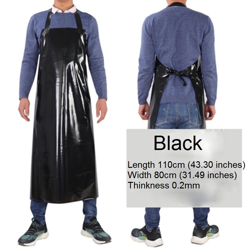 Unisex PVC Apron Lace Up Butcher Cooking Baking Waterproof Working BBQ ...