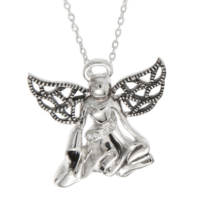 Sterling Silver 2D Angel Pendant Necklace | eBay