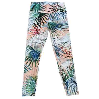Fabletics 7/8 Tropical Leggings, Gym, Workout, key pocket, Ladies Large ...