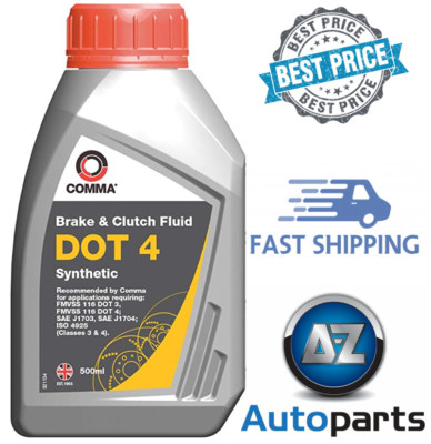Comma - DOT 4 Synthetic Brake & Clutch Fluid Ideal for ABS Systems ...