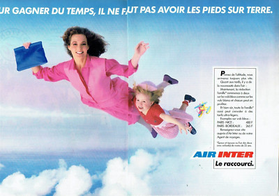 publicité Advertising 1023 1986 Air Inter cie aérienne le raccourci 2p ...