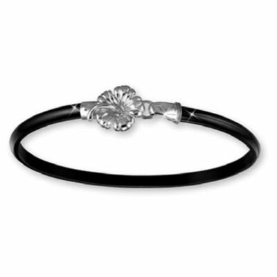Montesino Bracelet 4MM Black Titanium Bar With Silver Hibiscus ...