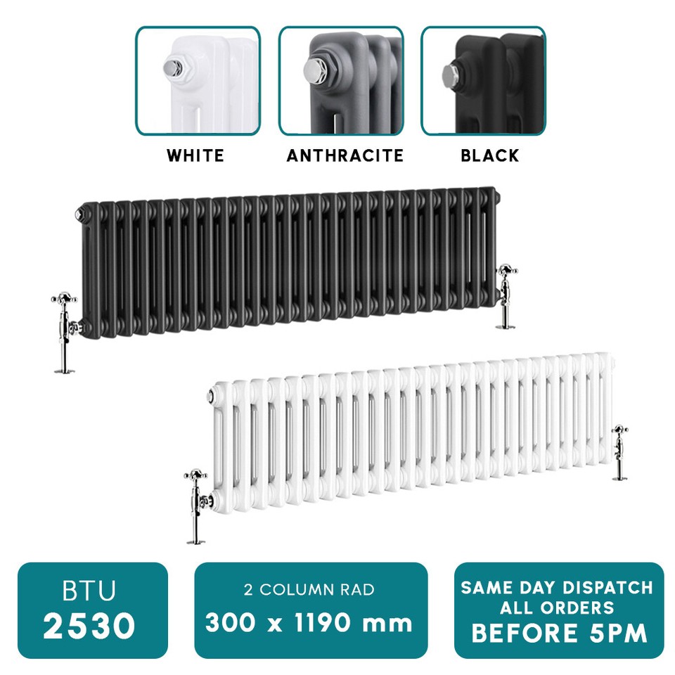 Anthracite White Black Traditional Cast Iron Style Radiator 2 3 4 ...