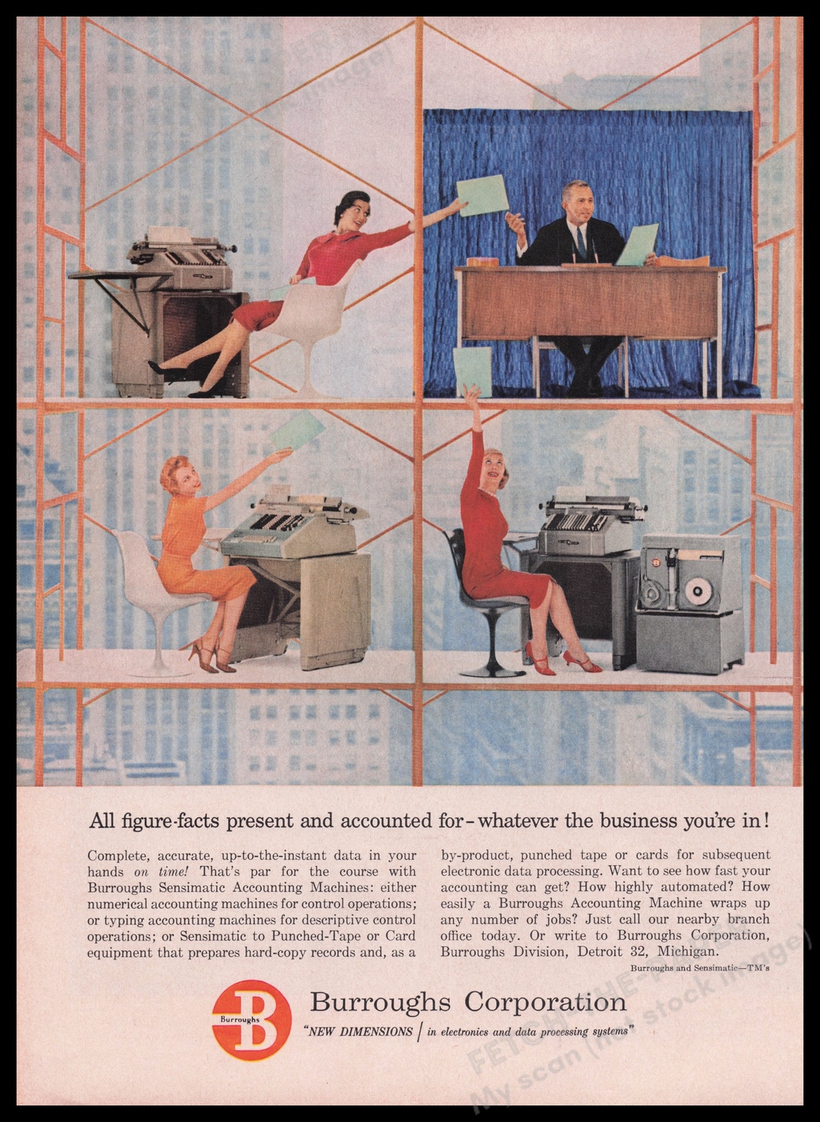 Burroughs Sensimatic Accounting Machines 1950s Print Advertisement Ad ...