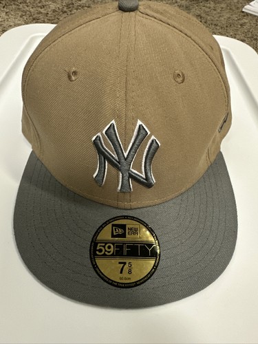 New York Yankees New Era 59fifty Tan & Gray Hat 7 5/8 | eBay