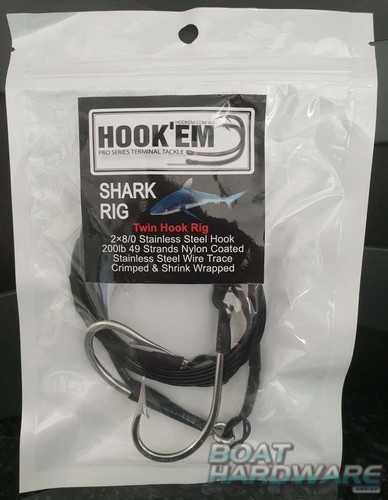 Shark Hook Rig Double Hookem Ready to go Kit Game Fish Stainless Steel ...