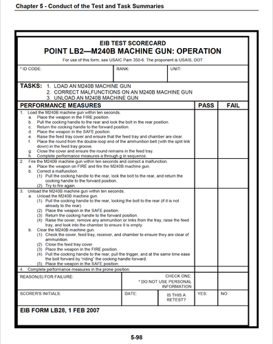 780 page USAIS PAMPHLET 350-6 Expert Infantryman Badge (EIB) Test 2007 ...