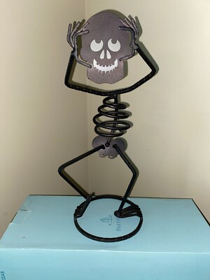PartyLite Bones Halloween Votive Holder Skeleton Powder Coated Metal ...