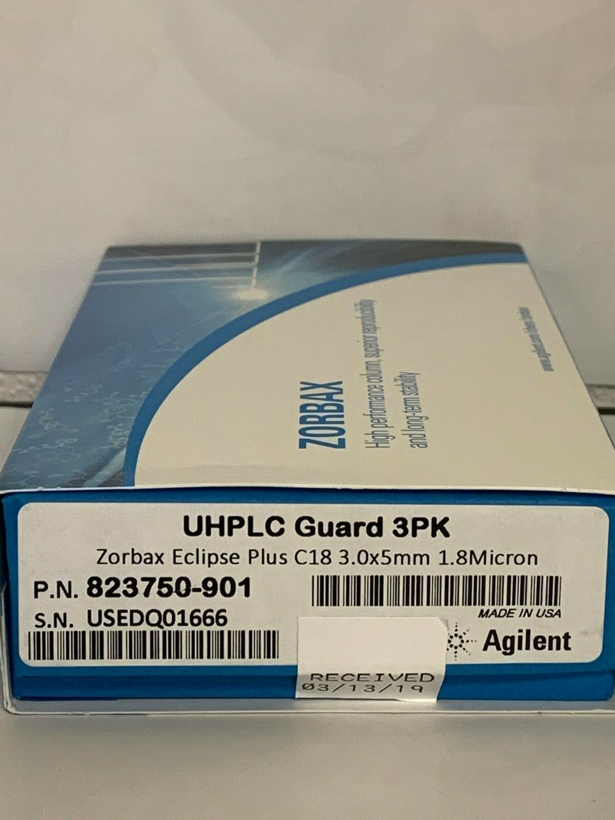 Agilent Zorbax Eclipse Plus C18 Guard 3PK, 3.0 x 5mm, 1.8-Micron. PN ...
