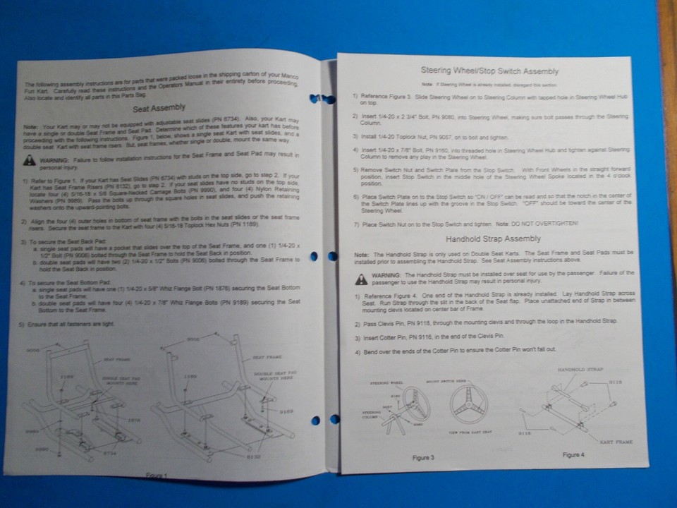 1996 MANCO MACHINE OFFROAD VEHICLE FUN-KART OPERATORS MANUAL SUPPLEMENT ...