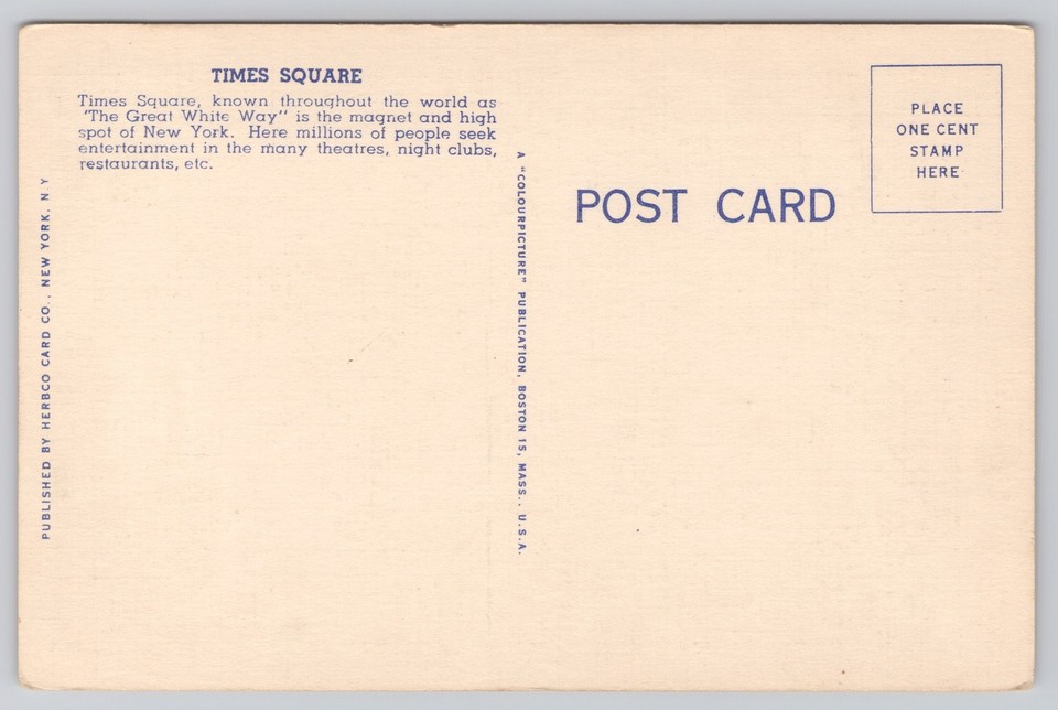 Vintage Times Square at Night NYC Postcard by Herbco Card Co. 1940s | eBay