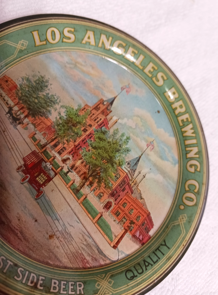 Pre-prohibition Los Angeles Brewing Co tip tray, factory with truck, L ...