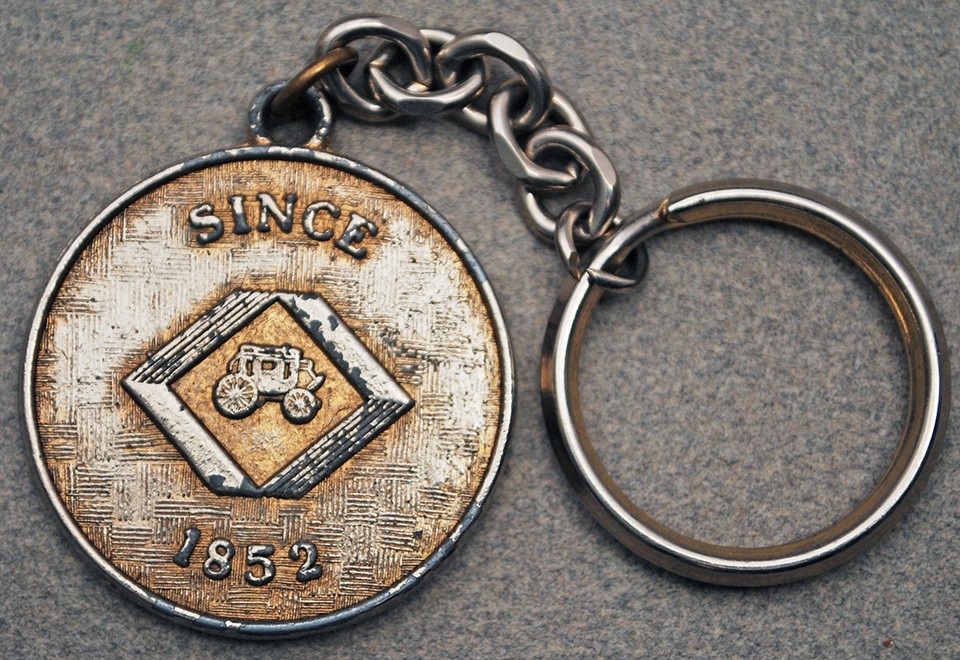 Vintage San Francisco Wells Fargo Stagecoach Goldtone Metal Key Fob ...