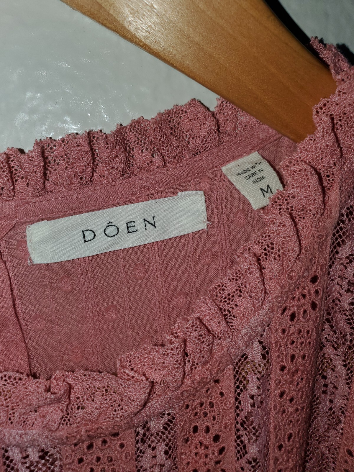 Dôen Hillside Dress in Bon Bon Size Medium Ruffled Lace Voile Pink Maxi ...