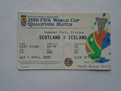 Scotland v Iceland 2009 World Cup Ticket | eBay UK