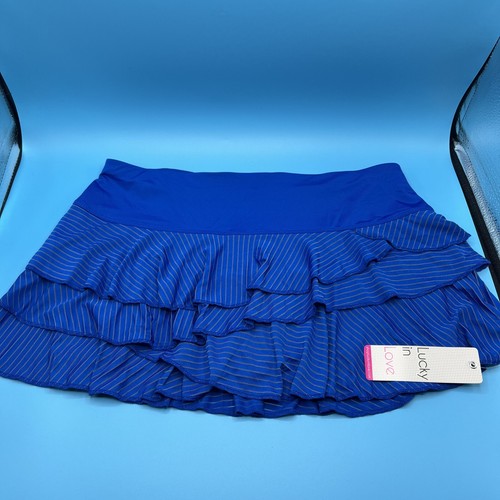 NWT Lucky In Love Tennis Skort Pleated Ruffle Womens Size L Royal Blue ...
