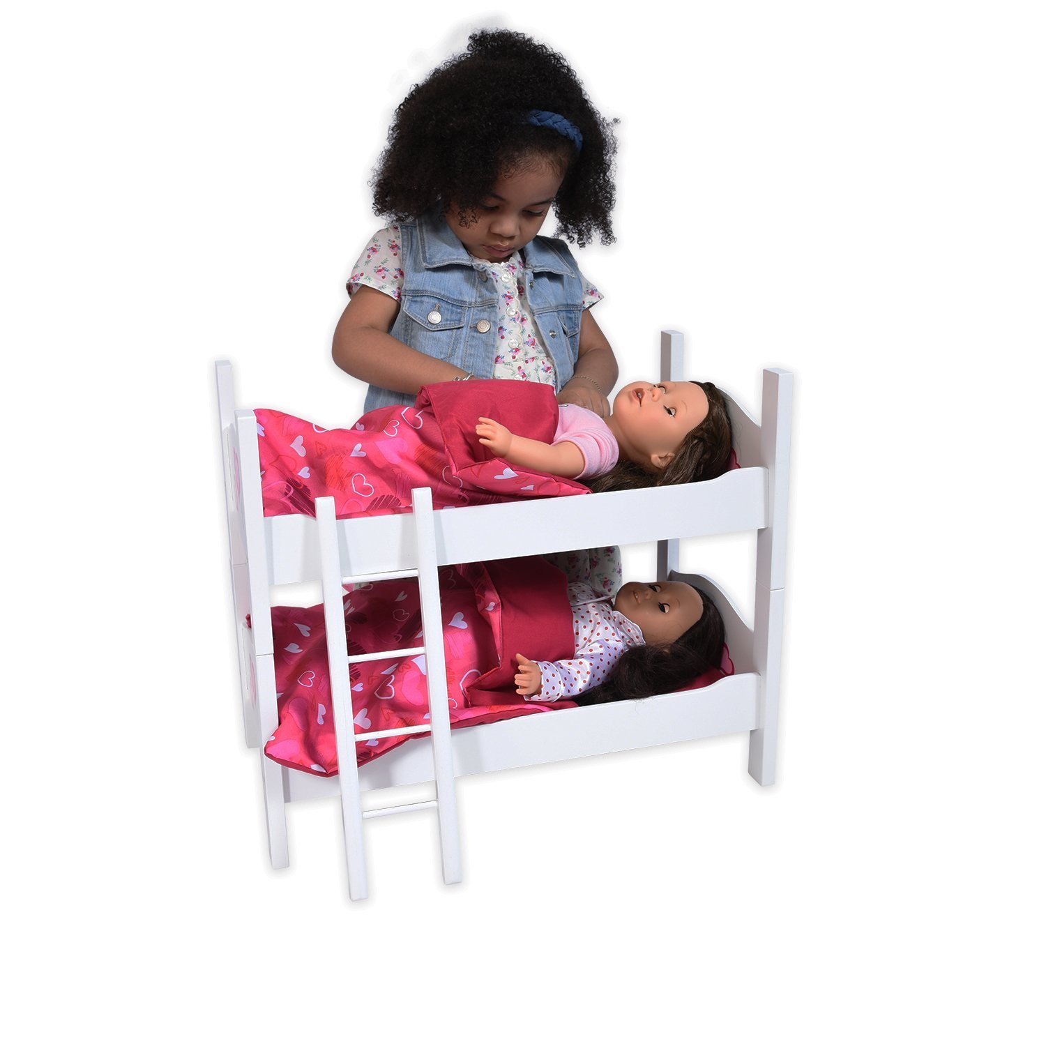 Doll Bunk Bed 18-Inch American Girl Dolls Furniture Wooden Ladder ...