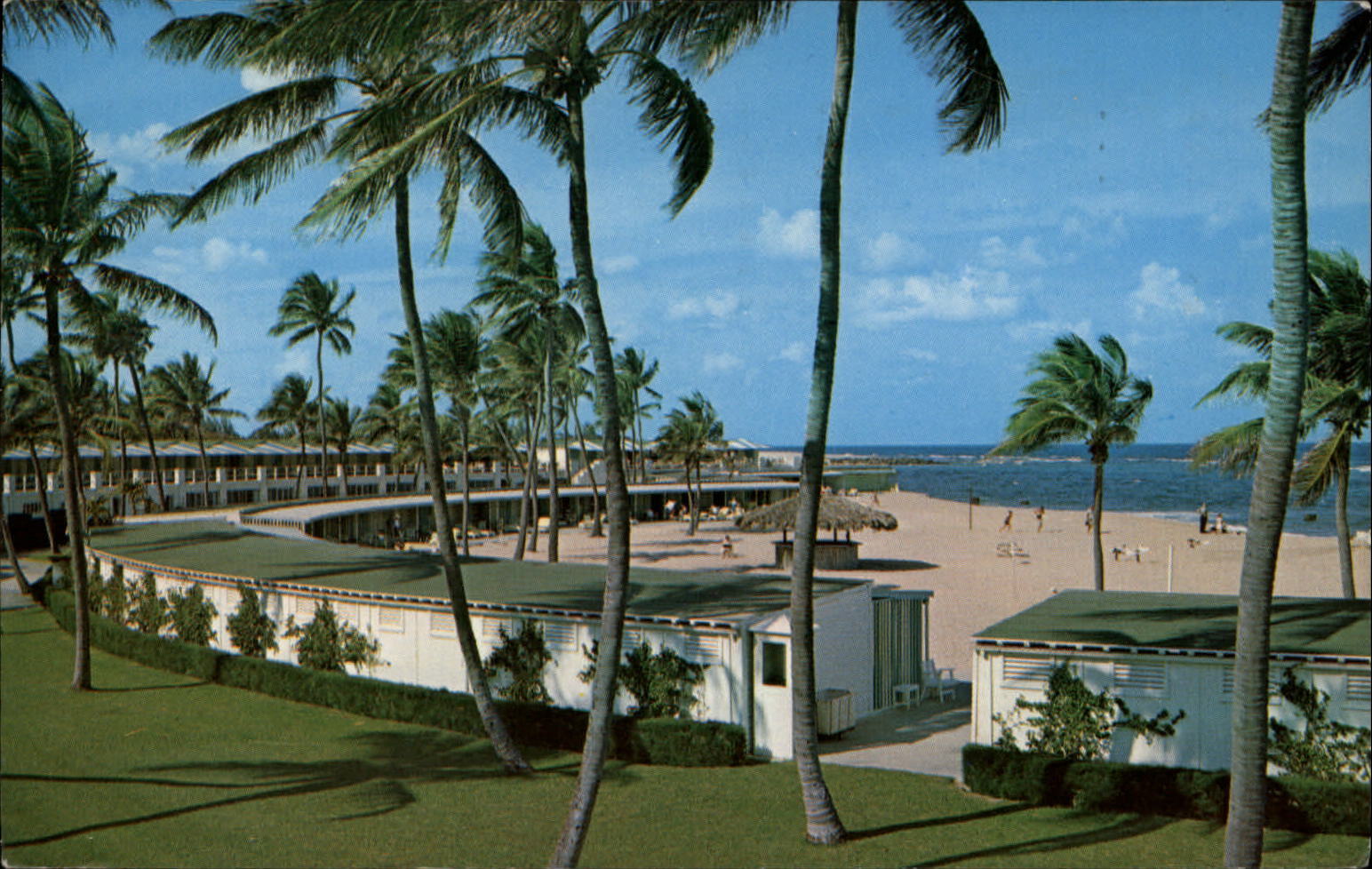Boca Raton Florida Cabana Club palm trees ocean scenic mailed vintage ...
