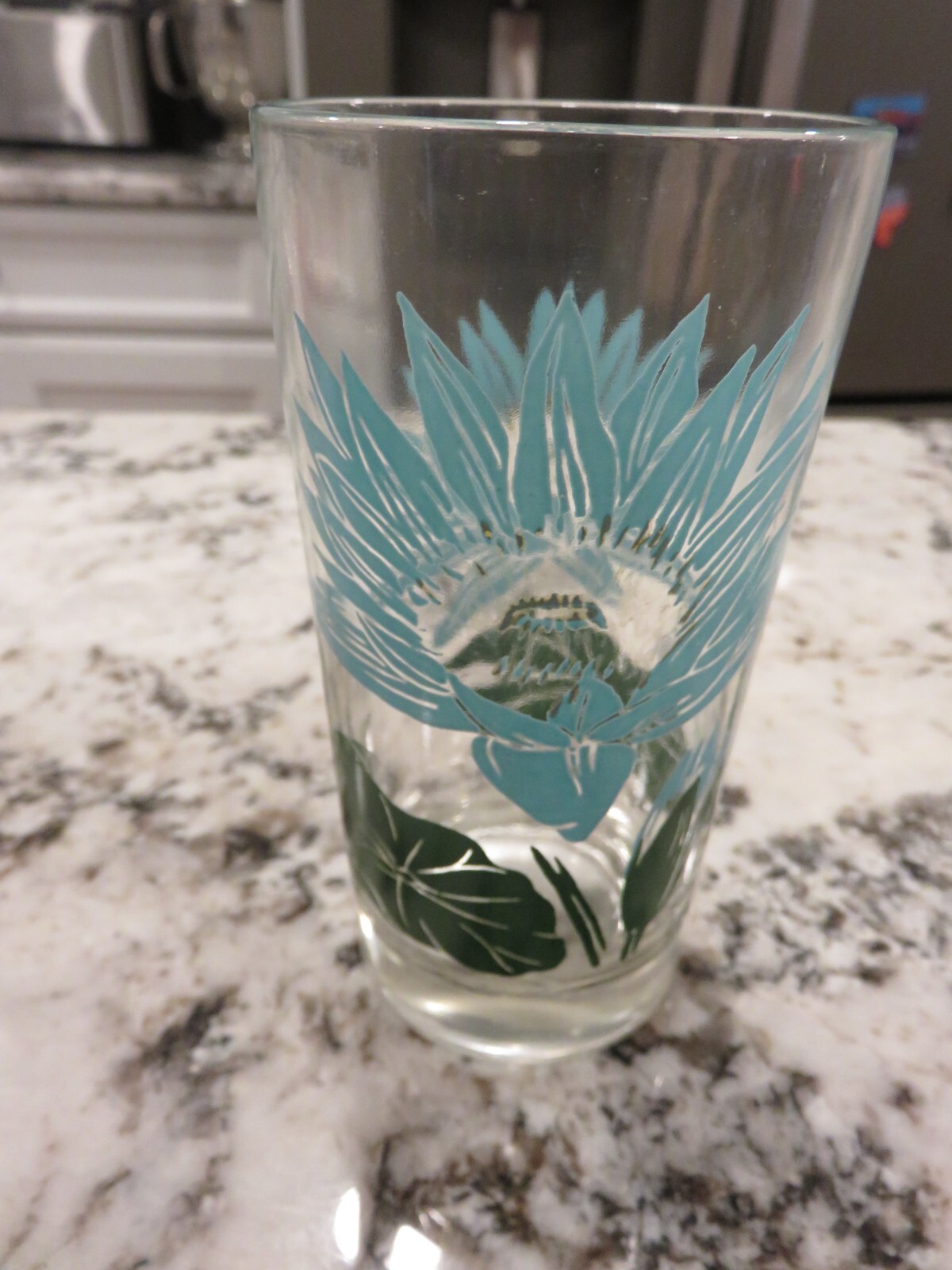 Vintage Boscul Peanut Butter Flower 5" Glass Aqua Blue Beauty Water ...