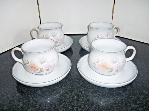 Denby Coloroll Encore Dauphine/Sweet Pea 4x Cups and saucers | eBay UK