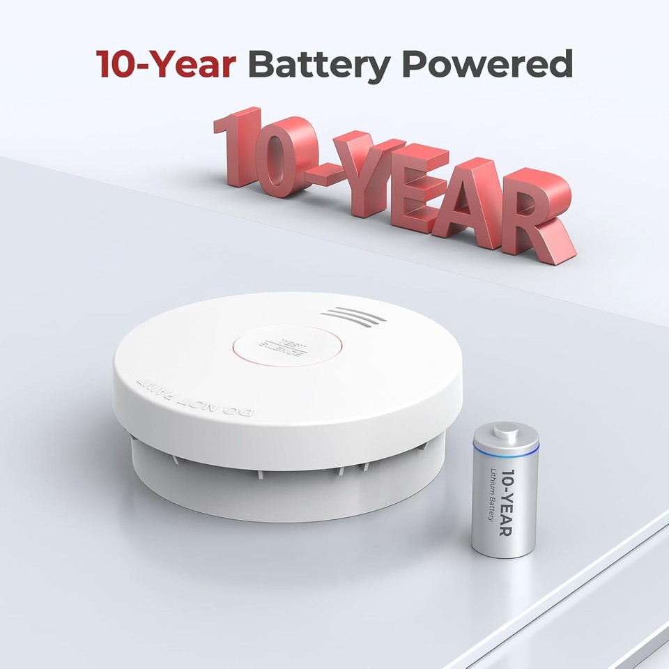 SITERLINK Smoke Detector 10 Year Battery Powered, UL217-9 Certified ...