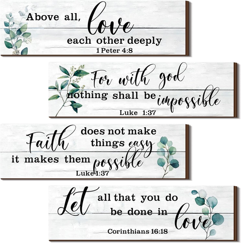 4 Pieces Bible Verses Wall Decor Psalms Scripture Wooden Christian Sign ...