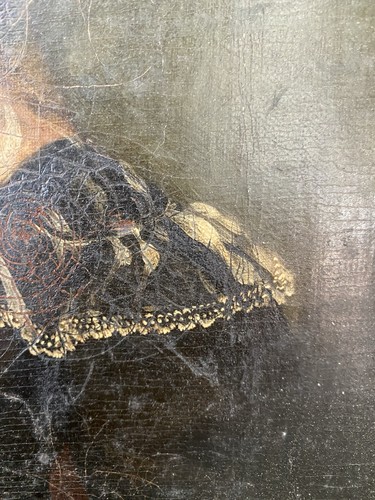 Pair of Large Antique 19th Century Oil on Canvas Naive Portrait ...