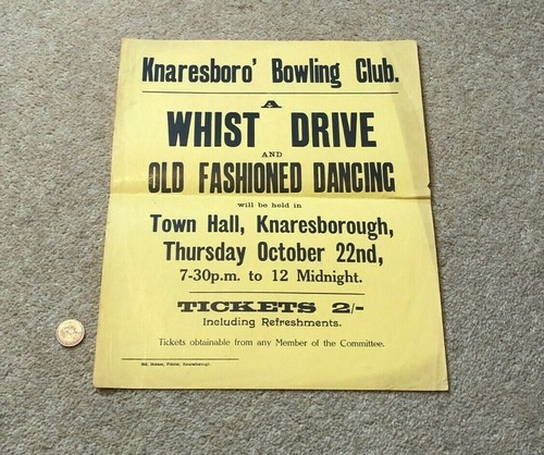 1930's Whist Drive & Dancing Bowling Club Knaresborough POSTER #A1 | eBay