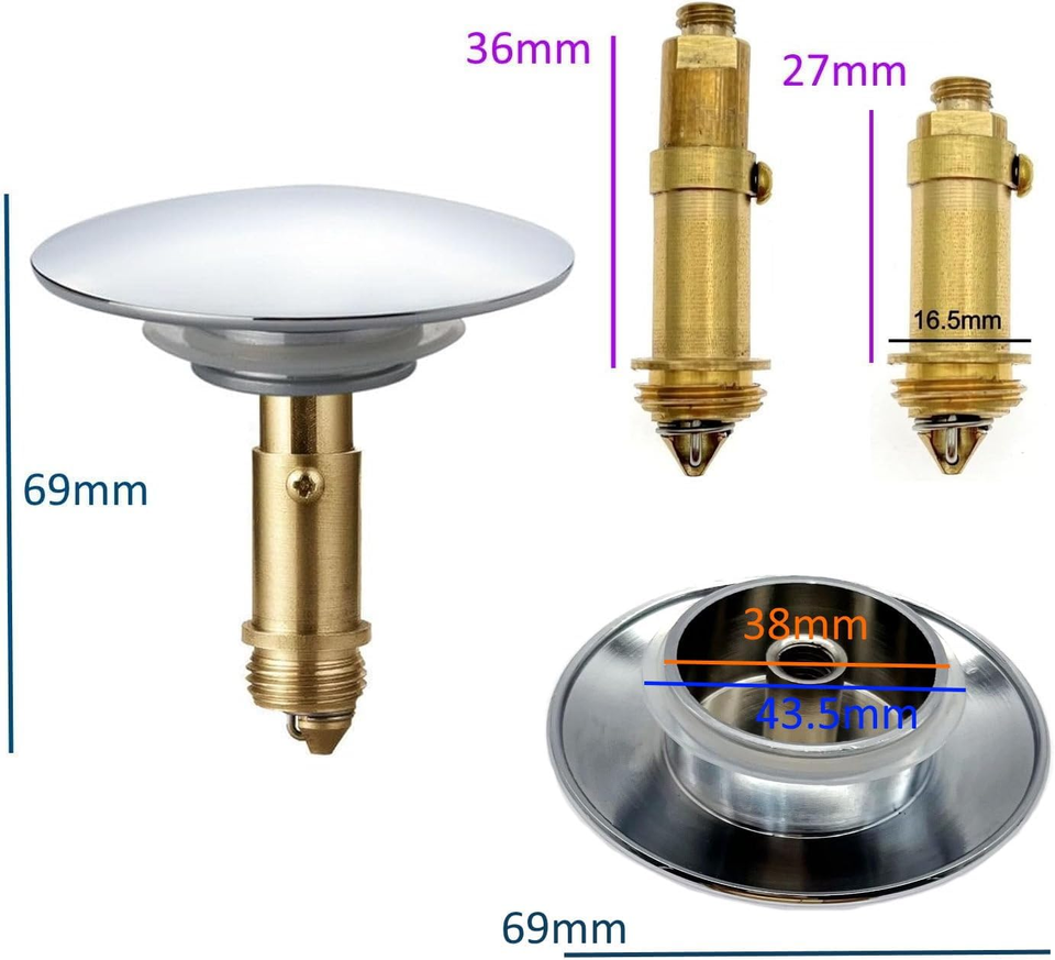 Chrome Plated Metal 69Mm Bathtub Pop up Plug, Bath Tub Plug Replacement ...
